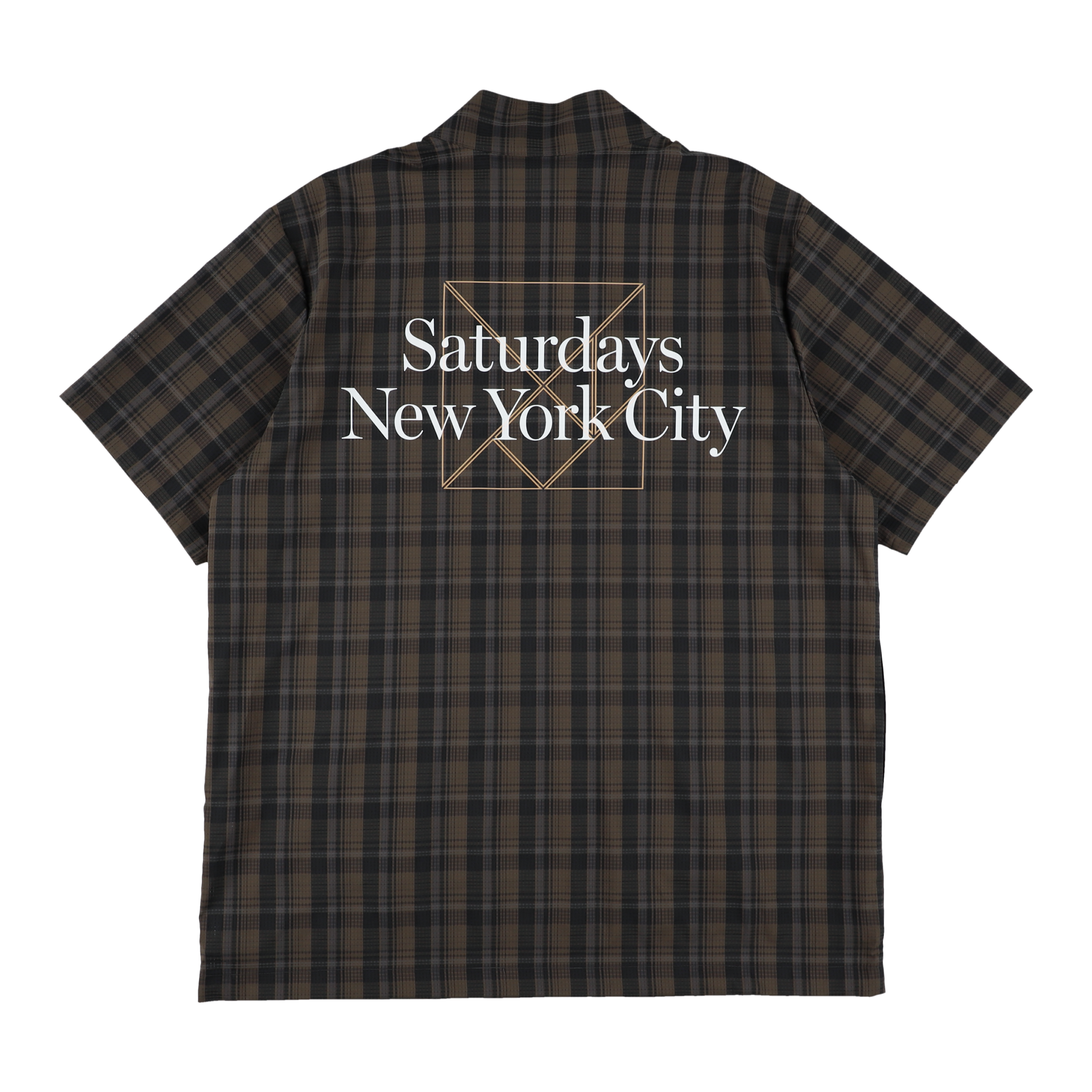 Saturdays NYC × TANGRAM DotAir® HALF ZIP PISTE BROWN CHECK (PLAID) TGS